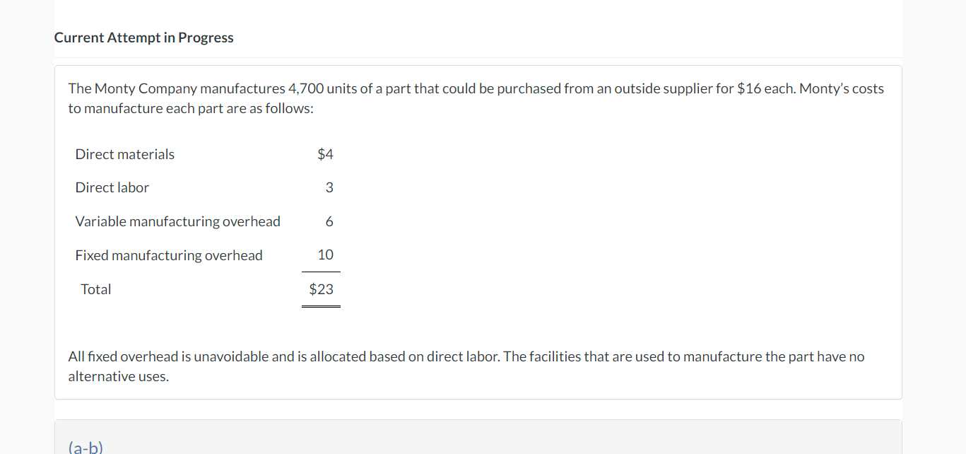 Solved Current Attempt in Progress The Monty Company | Chegg.com