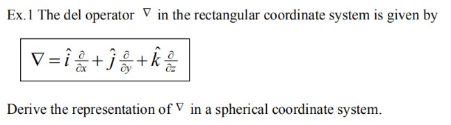 Solved Ex 1 The Del Operator In The Rectangular Coordinate