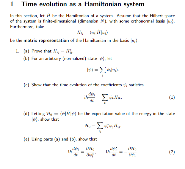 Solved 1 Time evolution as a Hamiltonian system In this | Chegg.com