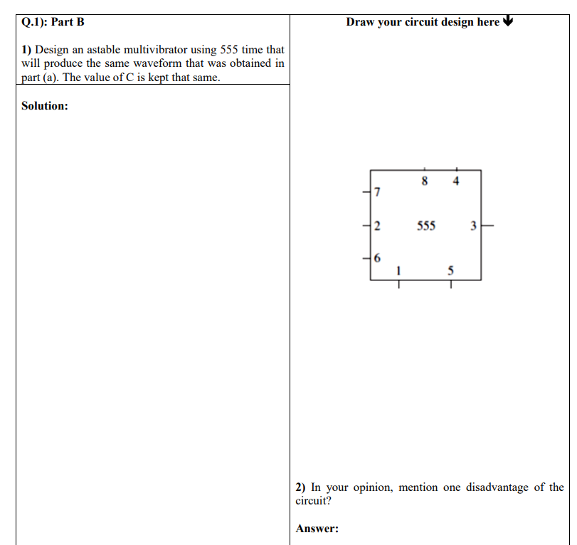 Solved Q.1: Part A 2) Sketch and label the waveforms for | Chegg.com