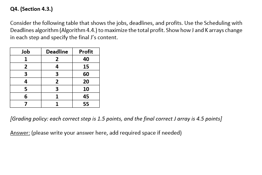 Solved Q4. (Section 4.3.) Consider the following table that | Chegg.com