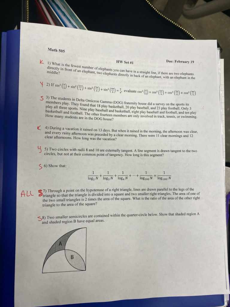 Solved Math 505 HW Set #1 Due: February 19 1) What is the | Chegg.com