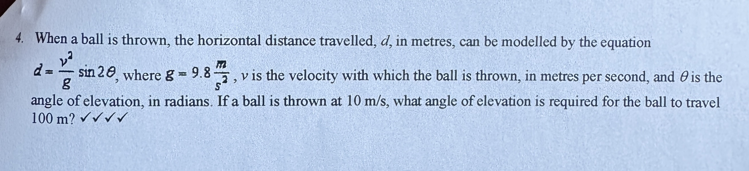 Solved When a ball is thrown, the horizontal distance | Chegg.com