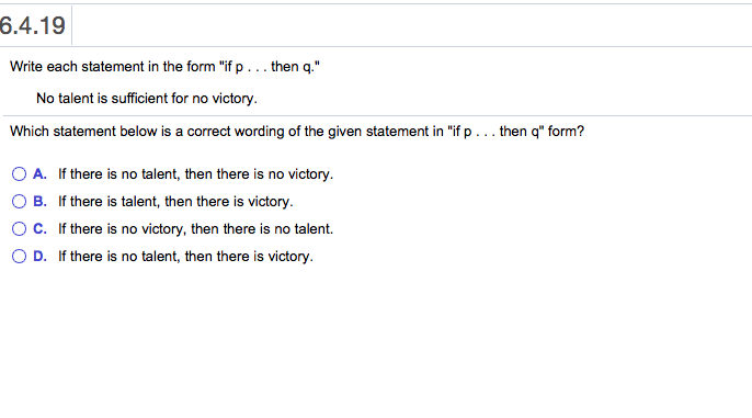 Solved 6.4.19 Write each statement in the form "ifp... then | Chegg.com