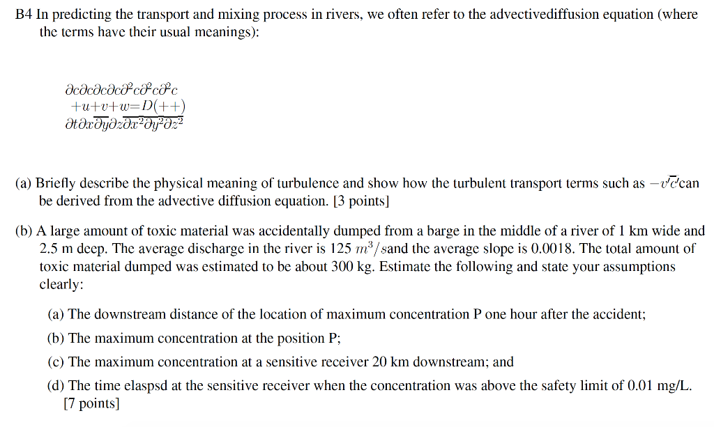 B4 In predicting the transport and mixing process in | Chegg.com