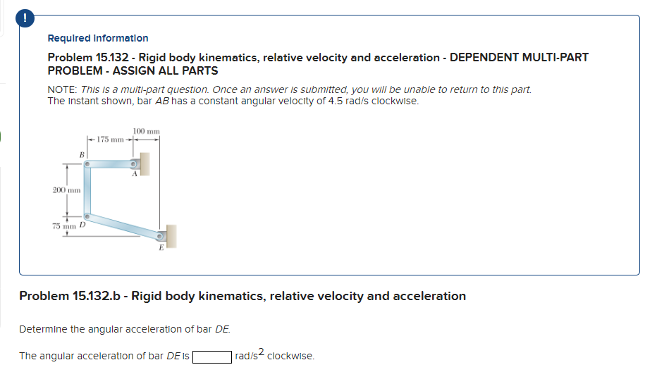 Solved Required InformationProblem 15.132 - ﻿Rigid body | Chegg.com