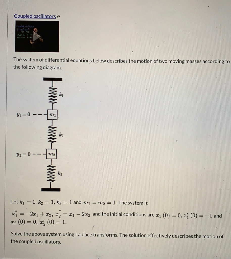 Solved Coupled oscillators The system of differential | Chegg.com