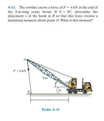 Solved 4-11. The towline exerts a force of P=6kN at the end | Chegg.com