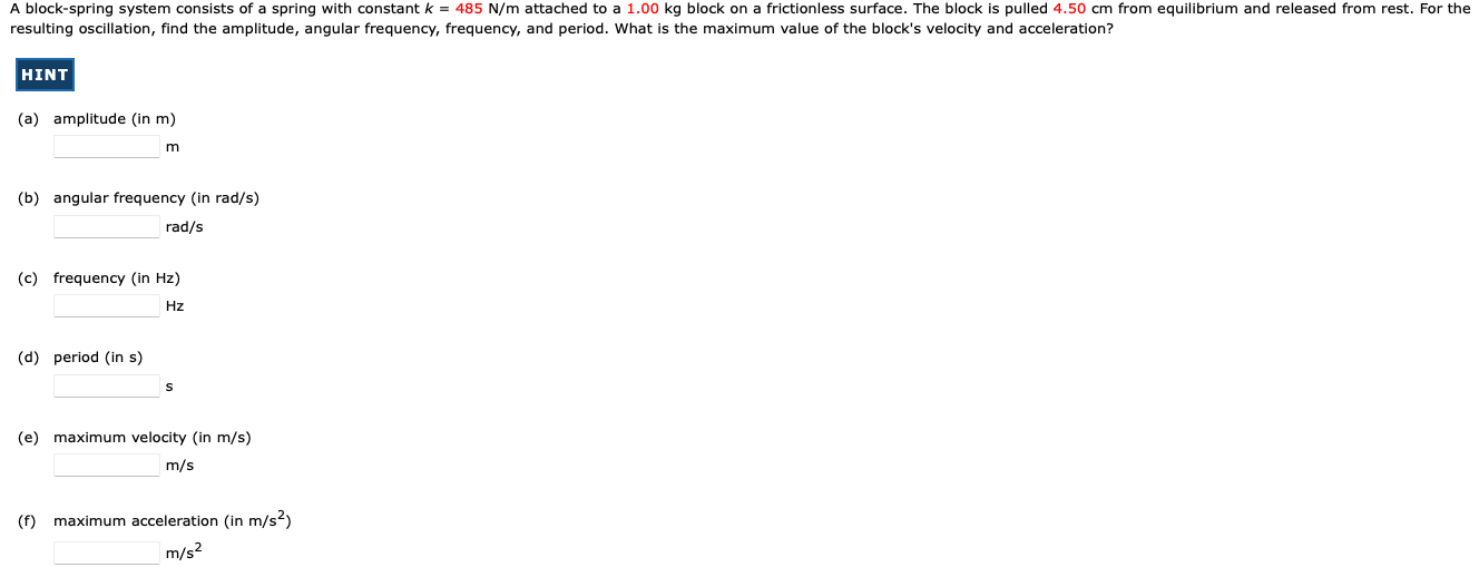Solved resulting oscillation, find the amplitude, angular | Chegg.com