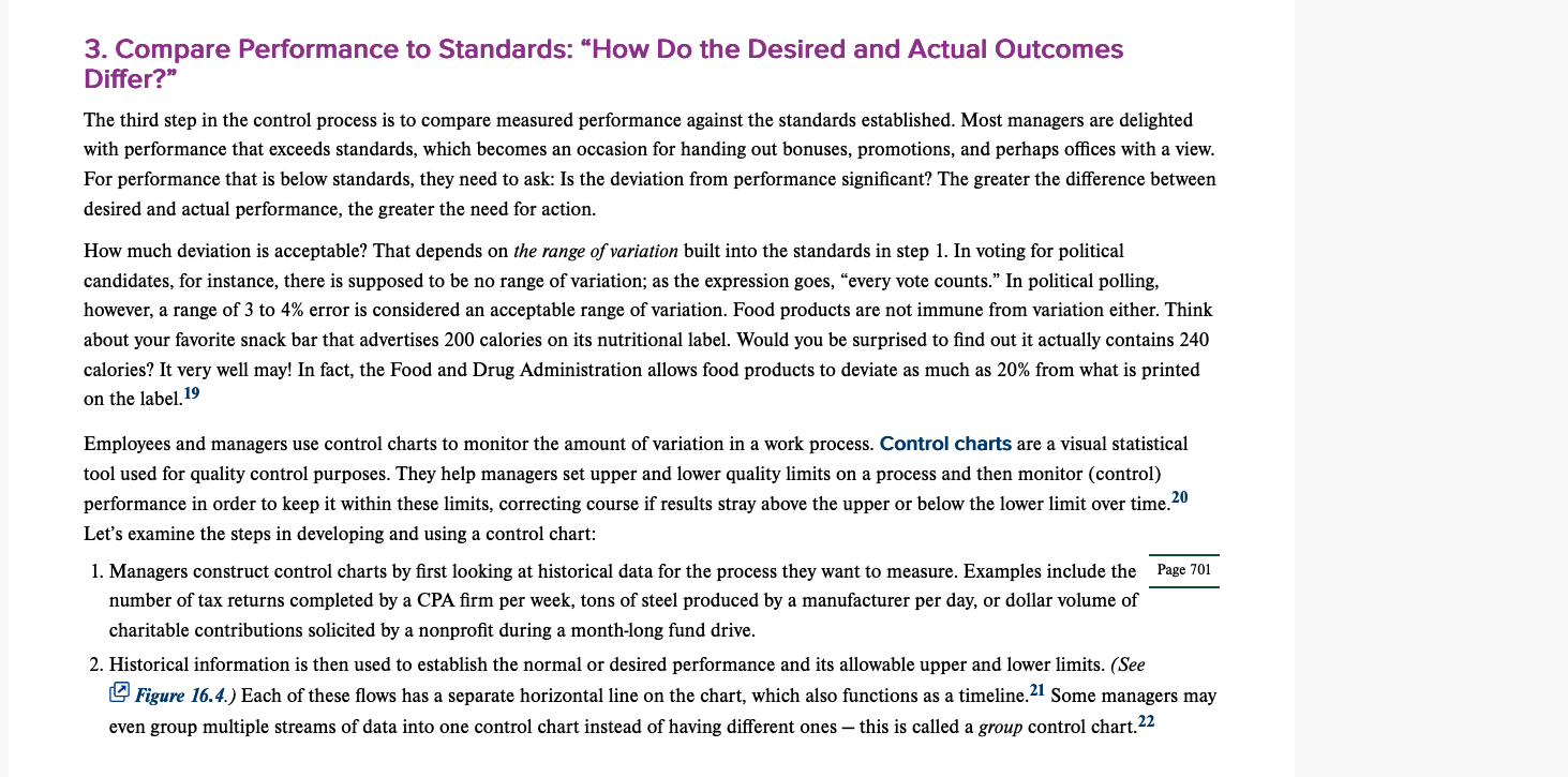 discusses the four steps of the control process. | Chegg.com