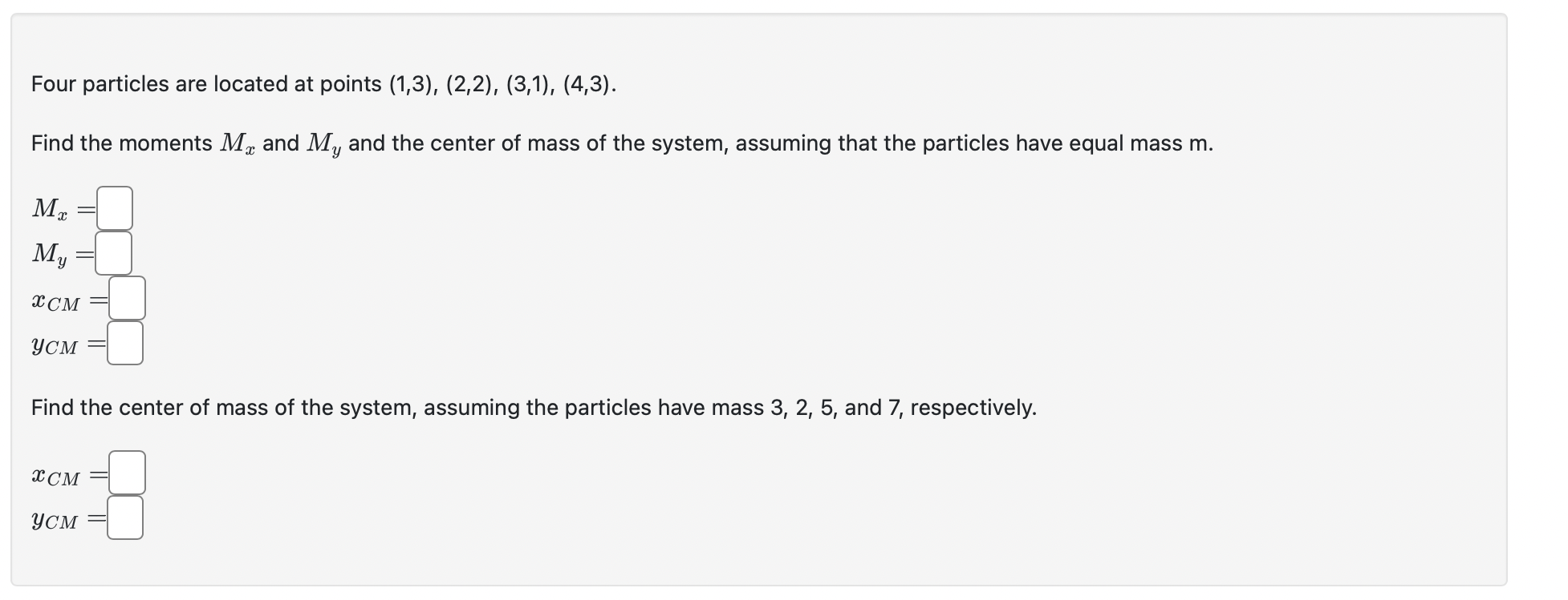 Solved Four particles are located at points | Chegg.com