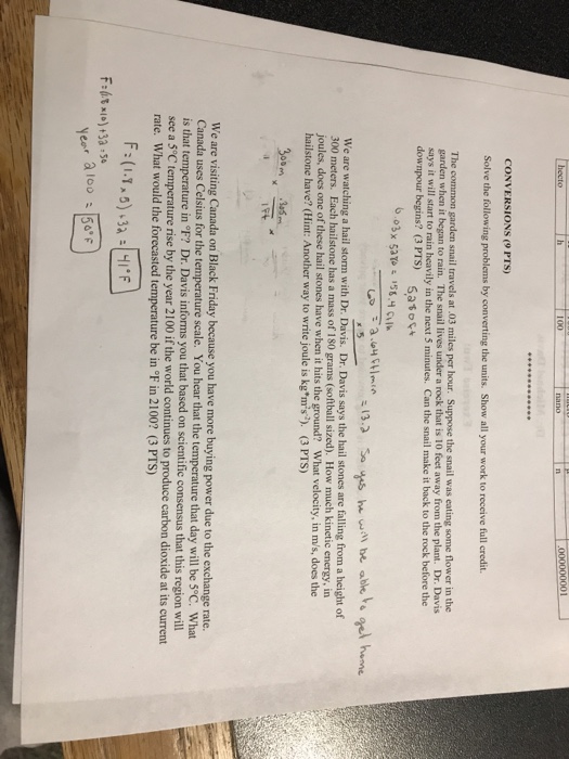 Solved 000000001 CONVERSIONS (9 PTS) Solve the following | Chegg.com