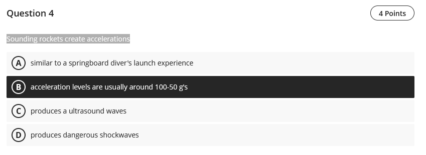 Solved Question 4 Sounding rockets create accelerations | Chegg.com