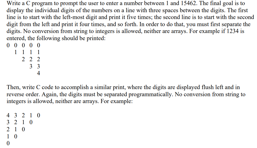 Solved C Language No Arrays No User Defined Functions No 1355