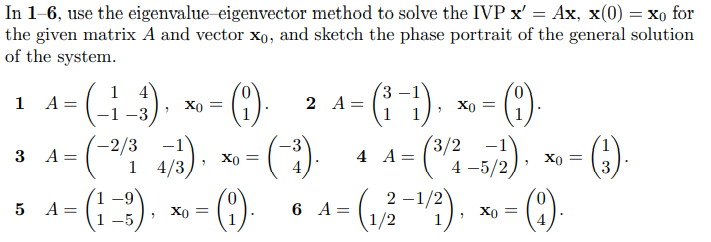 Solved In 1-6, use the eigenvalue eigenvector method to | Chegg.com