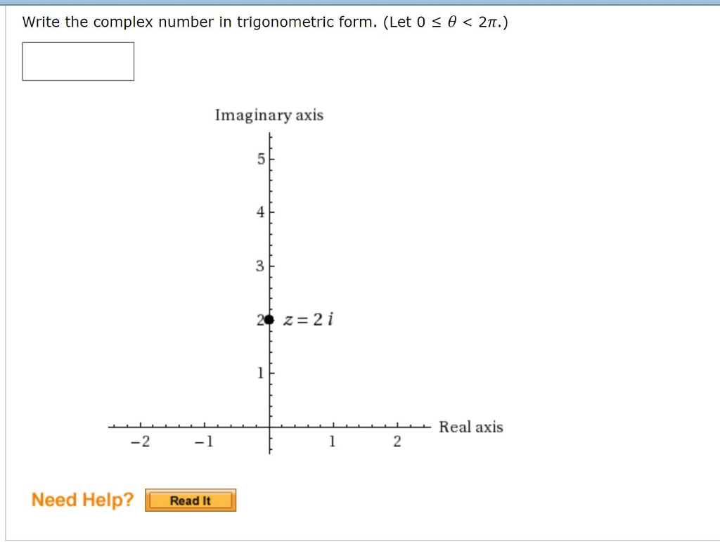 Solved Write the complex number in trigonometric form. (Let | Chegg.com