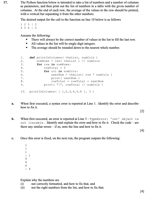 Solved as parameters, and then print out the list of numbers | Chegg.com