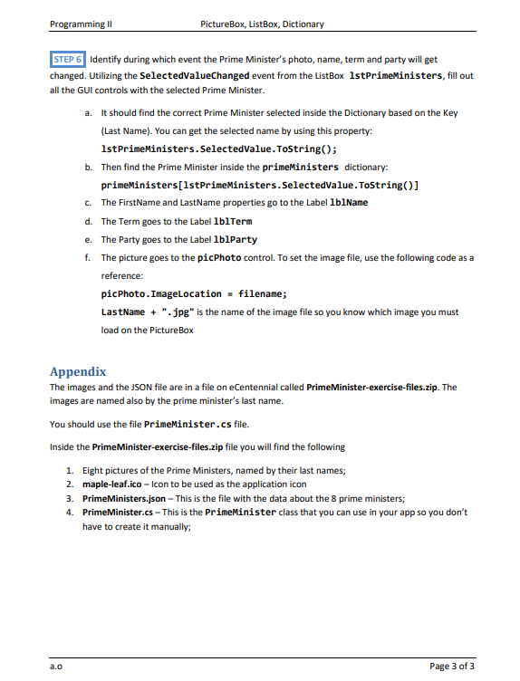 Solved \r\n\r\nProgramming II PictureBox, ListBox, | Chegg.com