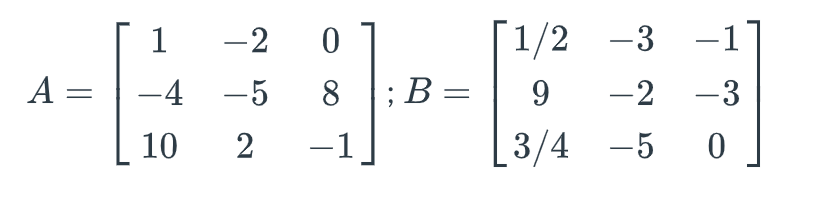 Solved A=[1-20-4-58102-1];B=[12-3-19-2-334-50]1.What is | Chegg.com