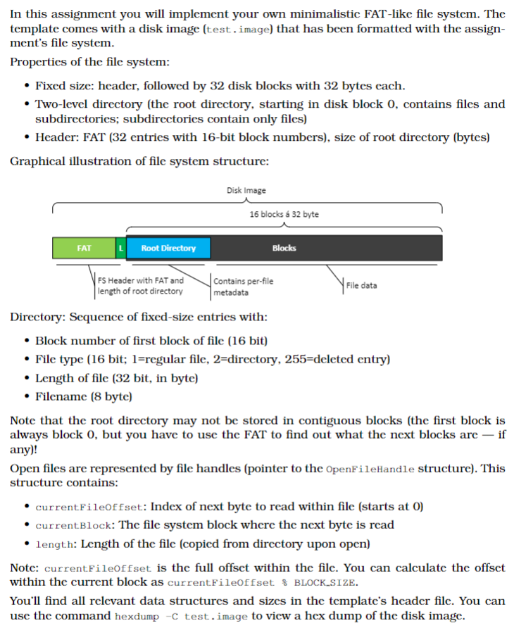 Solved Code in C and only modify the file filesystem.c. The | Chegg.com