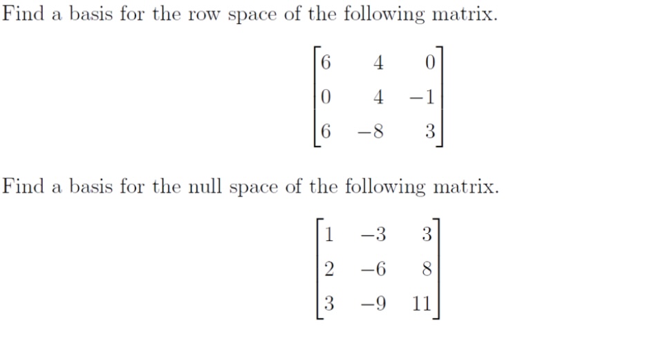 Solved Find a basis for the row space of the following | Chegg.com
