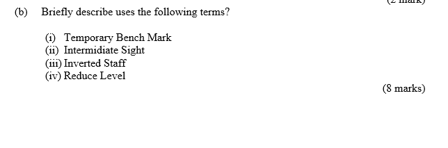 Solved (b) Briefly describe uses the following terms? (1) | Chegg.com