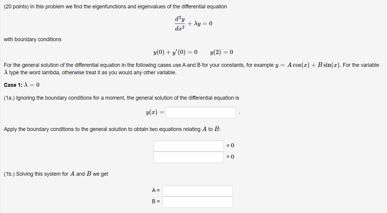 Solved (20 points) In this problem we find the | Chegg.com