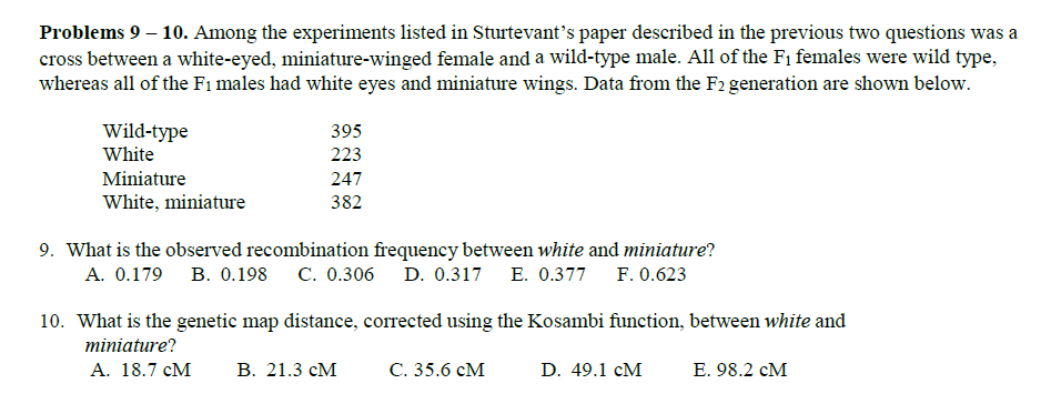 Solved Problems 9-10. ﻿Among the experiments listed in | Chegg.com