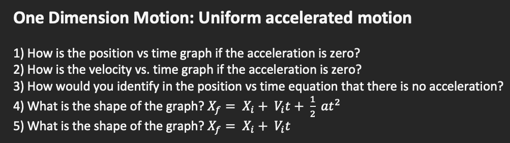 Solved One Dimension Motion: Uniform accelerated motion 1) | Chegg.com