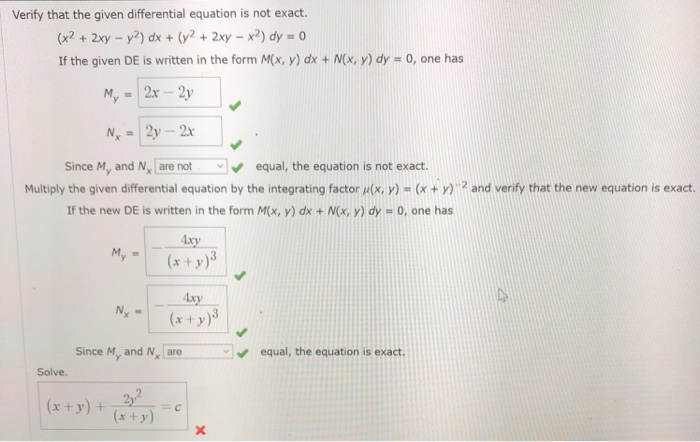 Solved Verify that the given differential equation is not | Chegg.com