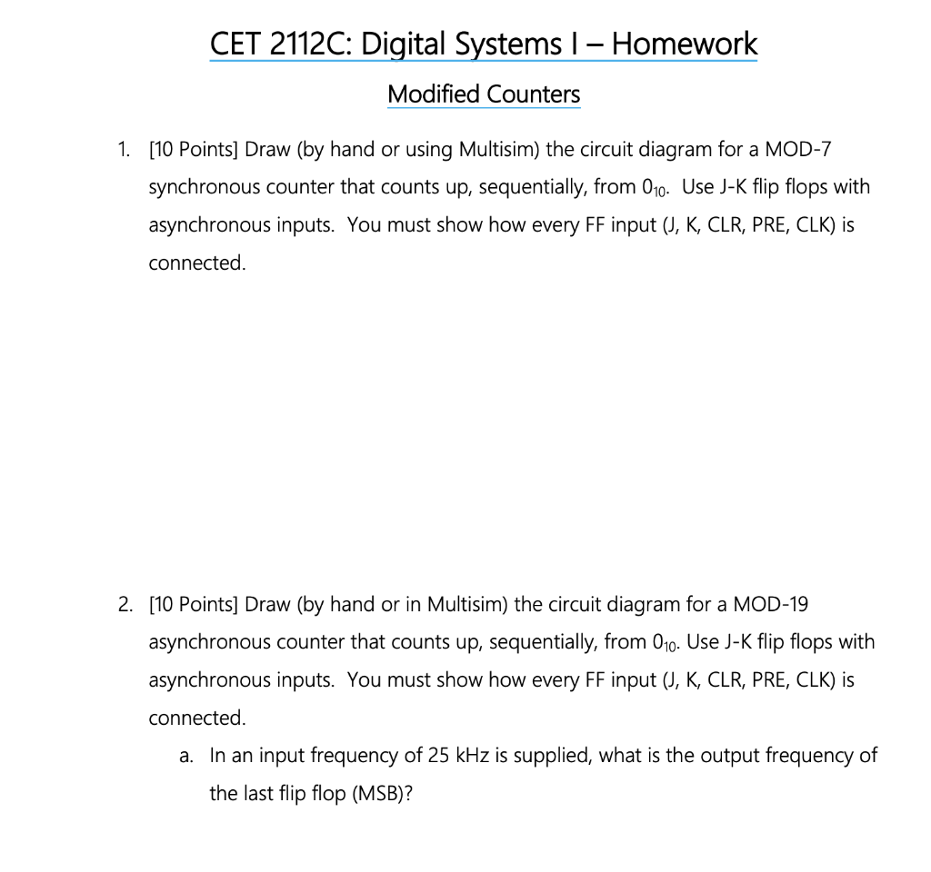 Solved CET 2112C: Digital Systems | - Homework Modified | Chegg.com