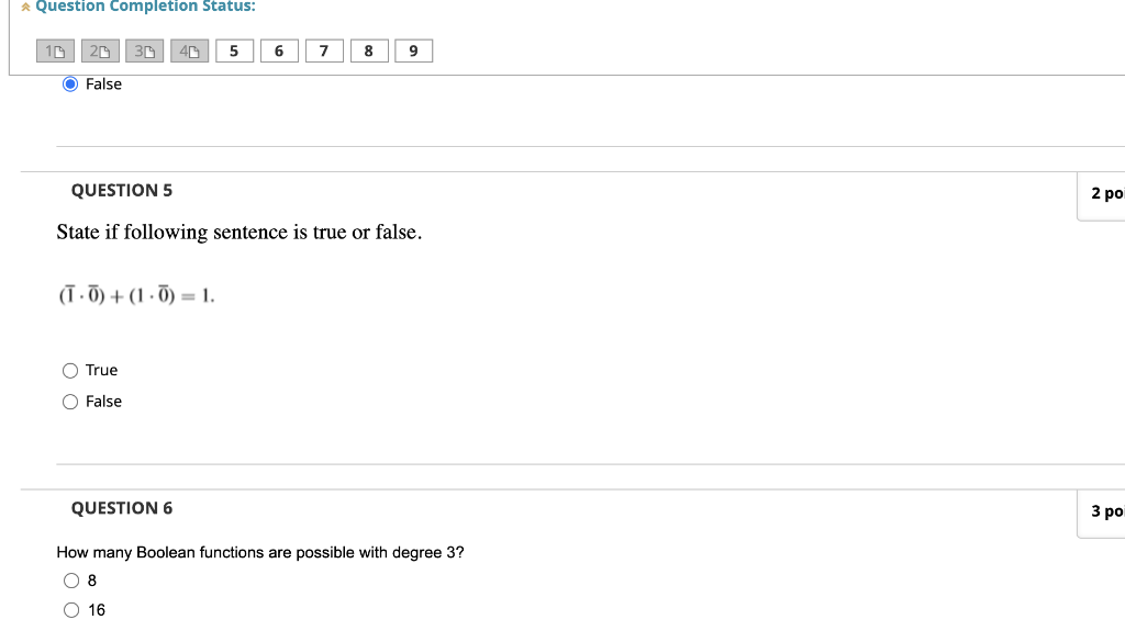 Solved Question Completion Status False Question 5 State 