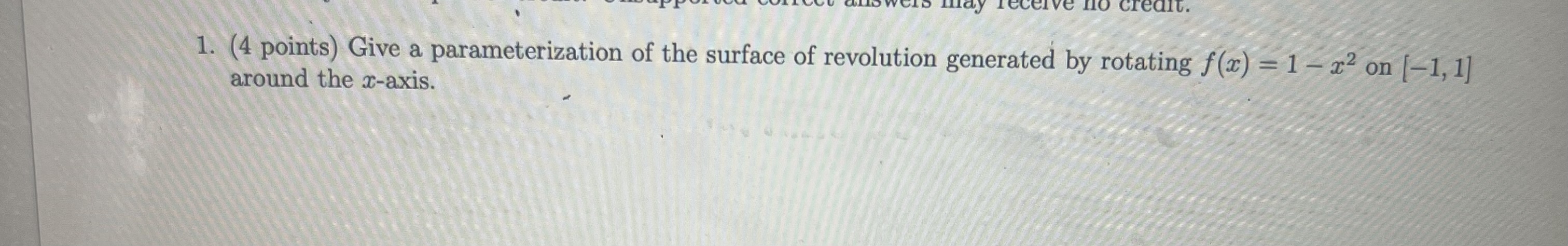 Solved (4 ﻿points) ﻿Give a parameterization of the surface | Chegg.com
