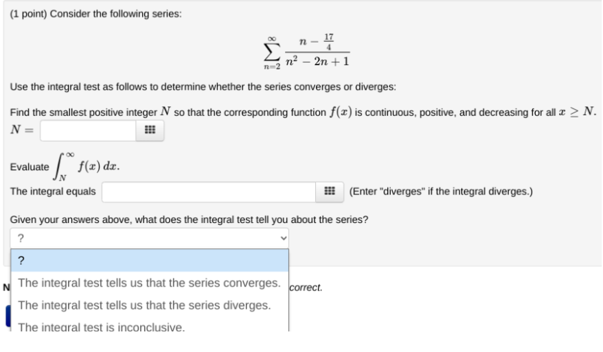 Solved (1 point) Consider the following series: ∑n=1∞4n+36n | Chegg.com