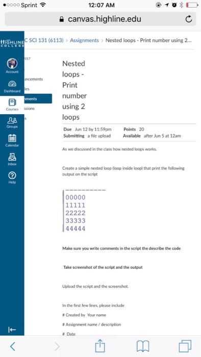 Solved ..ooo Sprint F 12:12 AM canvas highline.edu SCI 131 | Chegg.com