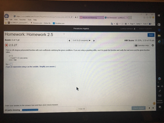 Solved Find an nth-degree polynomial function with real | Chegg.com