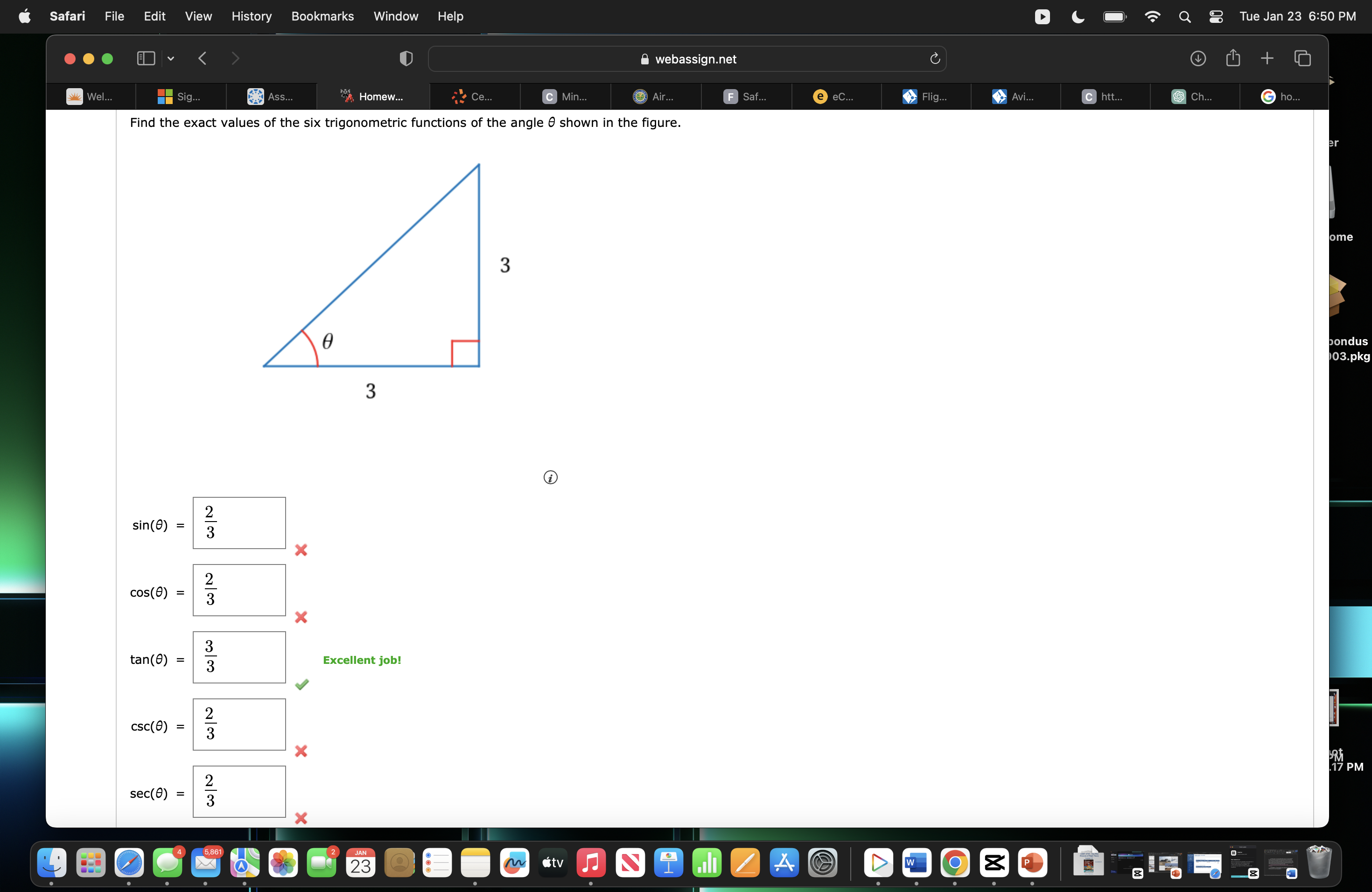 Solved Find the exact values of the six trigonometric | Chegg.com