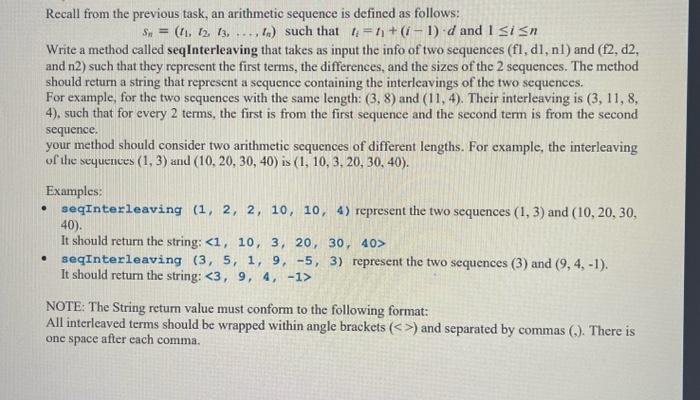 Solved Recall from the previous task, an arithmetic sequence | Chegg.com