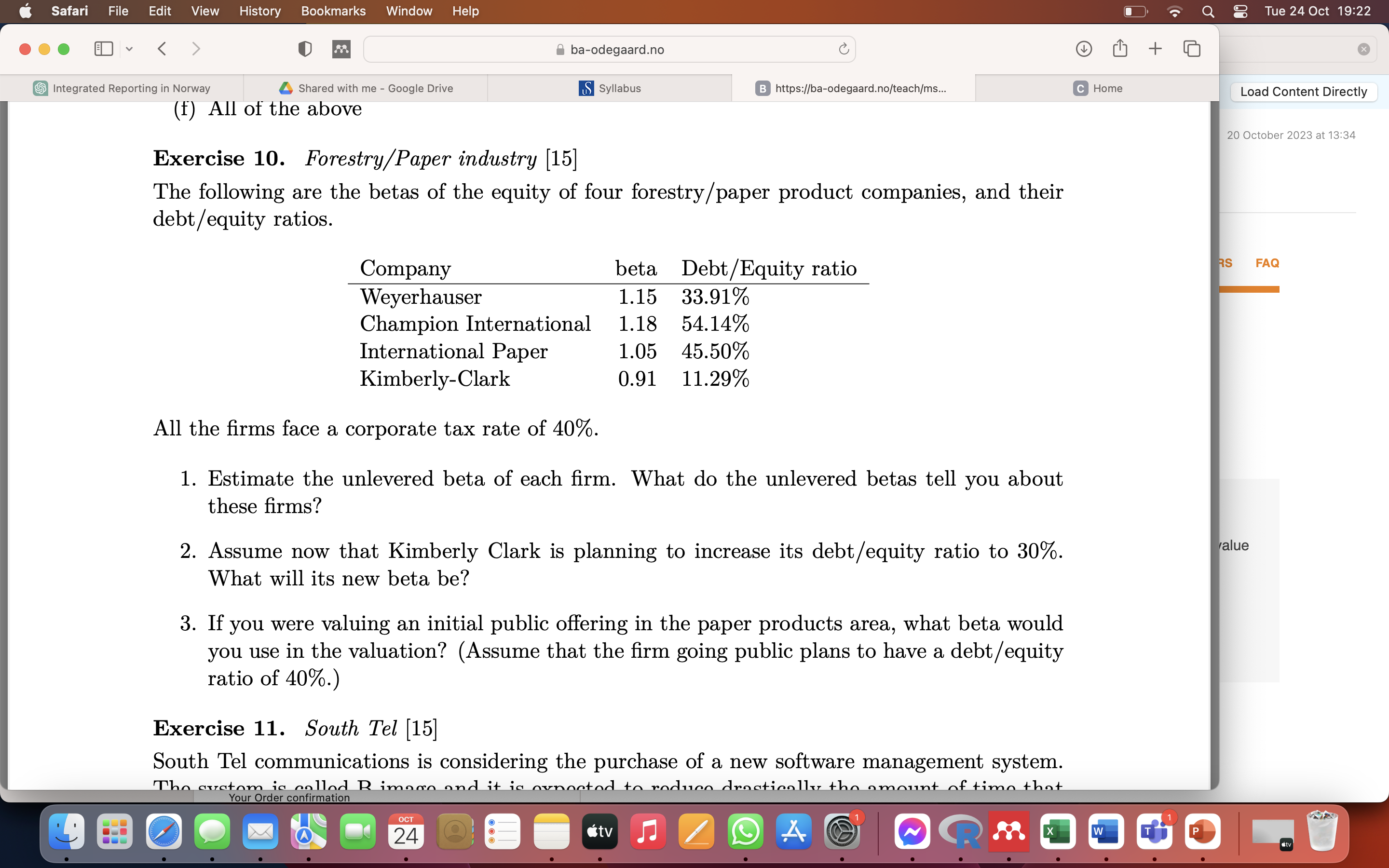 Solved Exercise 10. ﻿Forestry/Paper industry [15]The | Chegg.com