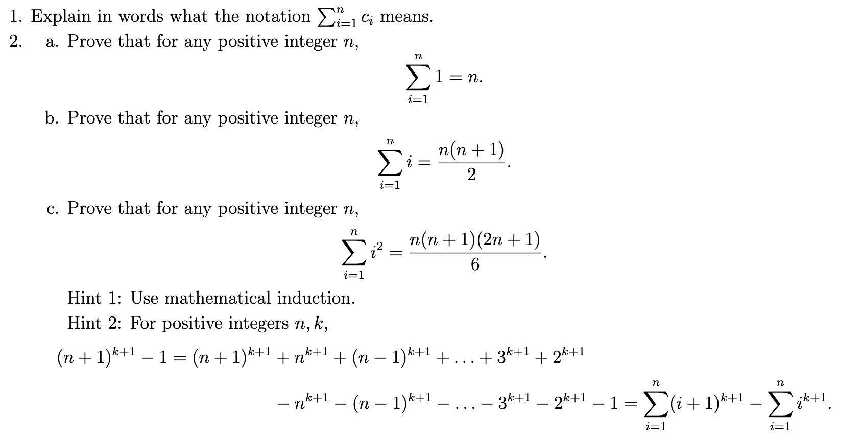 Solved 1. Explain in words what the notation 1-1 Cį means. | Chegg.com