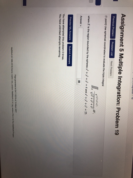 Solved Assignment 5 Multiple Integration: Problem 19 to | Chegg.com