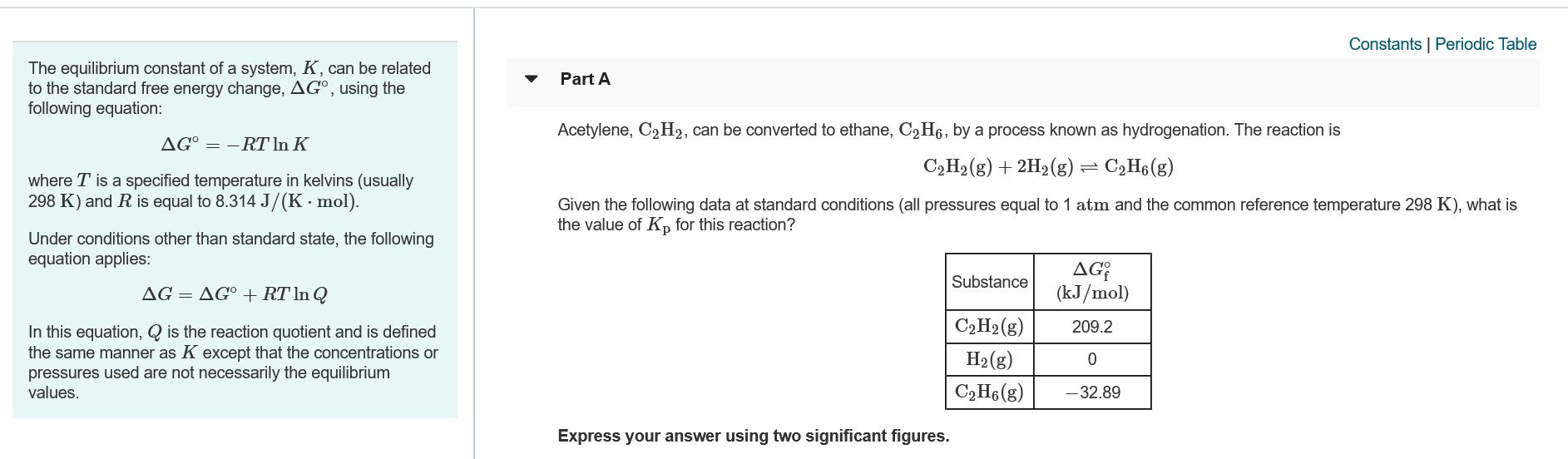 Solved Constants Periodic Table The equilibrium constant of | Chegg.com