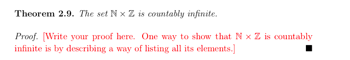 Solved Theorem 2.9. The set N ~ Z is countably infinite. | Chegg.com
