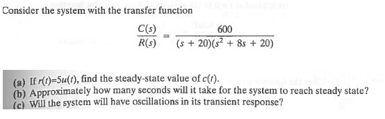 Solved Consider the system with the transfer function | Chegg.com