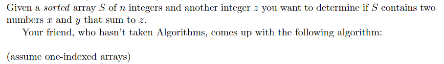 Solved Given a sorted array S of n integers and another | Chegg.com