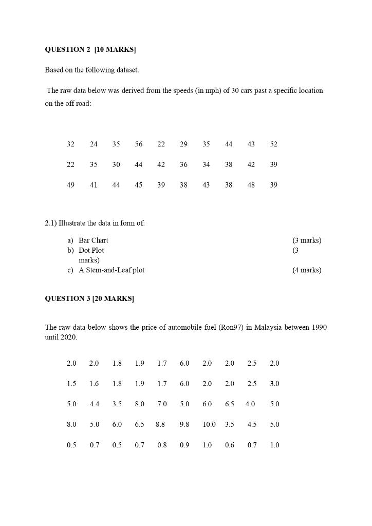 QUESTION 2 [10 MARKS] Based on the following dataset. | Chegg.com