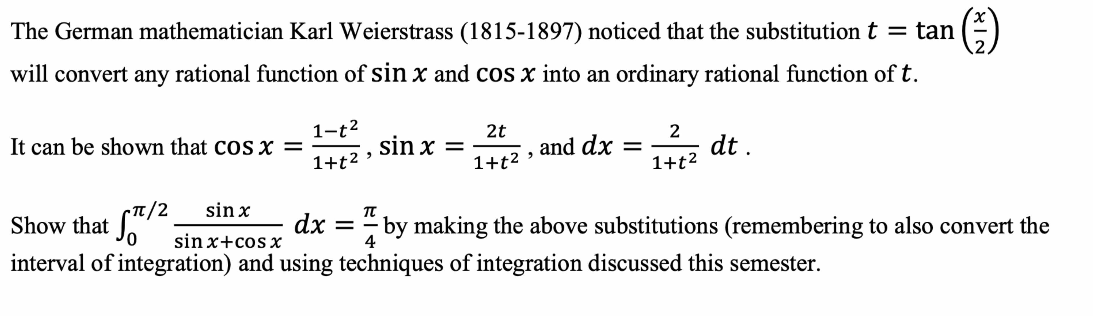 Solved The German mathematician Karl Weierstrass (1815-1897) | Chegg.com