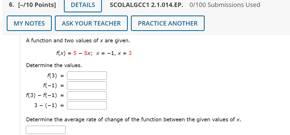 Solved 6. [-/10 Points] DETAILS SCOLALGCC1 2.1.014.EP. 0/100 | Chegg.com