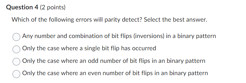 Solved Question 4 (2 points) Which of the following errors | Chegg.com