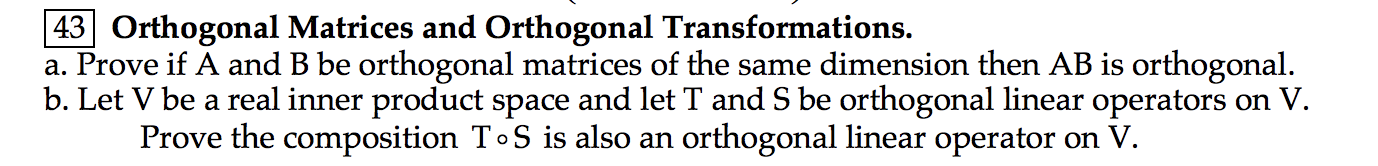 Solved 43 Orthogonal Matrices and Orthogonal | Chegg.com